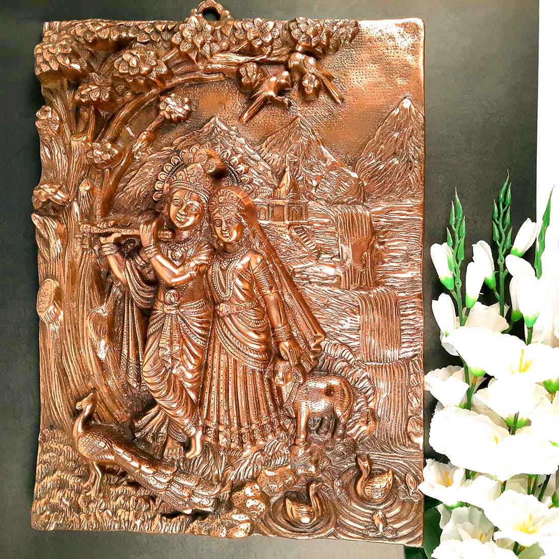 Radiant Radha Krishna Metal Decor: Shop Now!